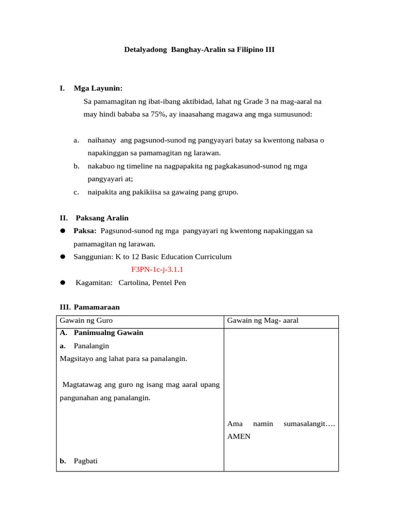 Banghay Docx-Final | PDF