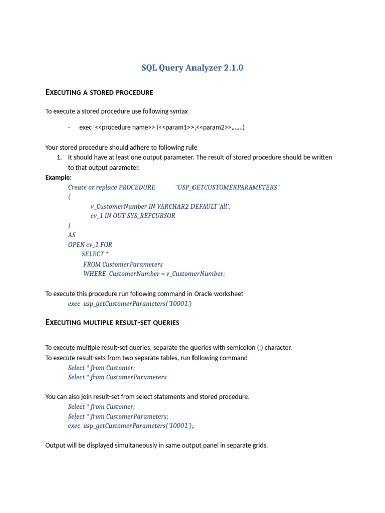 Execute Stored Procedures in SQL Query Analyzer | PDF