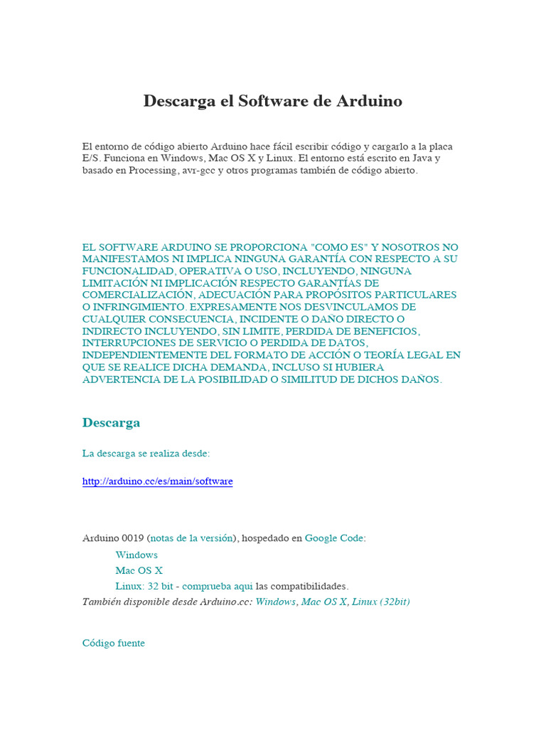Descarga El Software de Arduino | PDF | Arduino | Mac OS