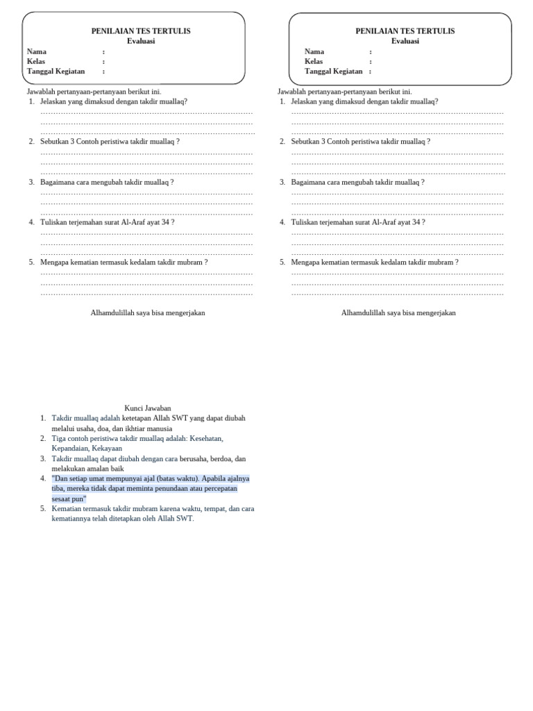 Penilaian Takdir Muallaq dan Mubram | PDF