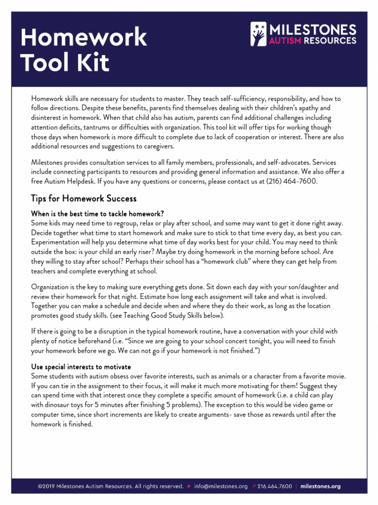 Homework Tool Kit Printable 2019 | PDF | Homework | Asperger Syndrome