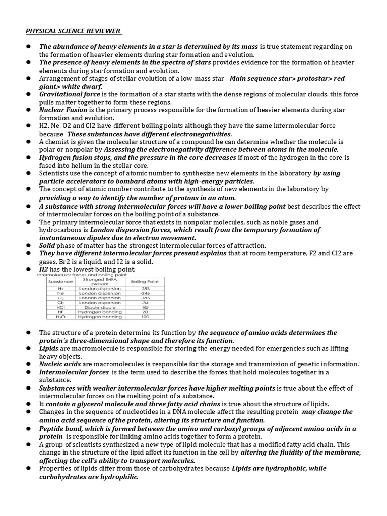 Comprehensive Physical Science Reviewer | PDF | Reaction Rate ...