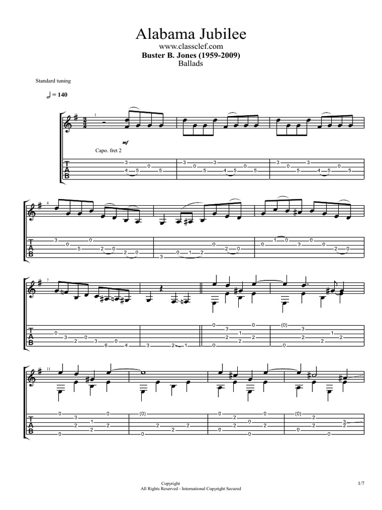 Alabama Jubilee by Buster B Jones | PDF | Guitar Family Instruments ...