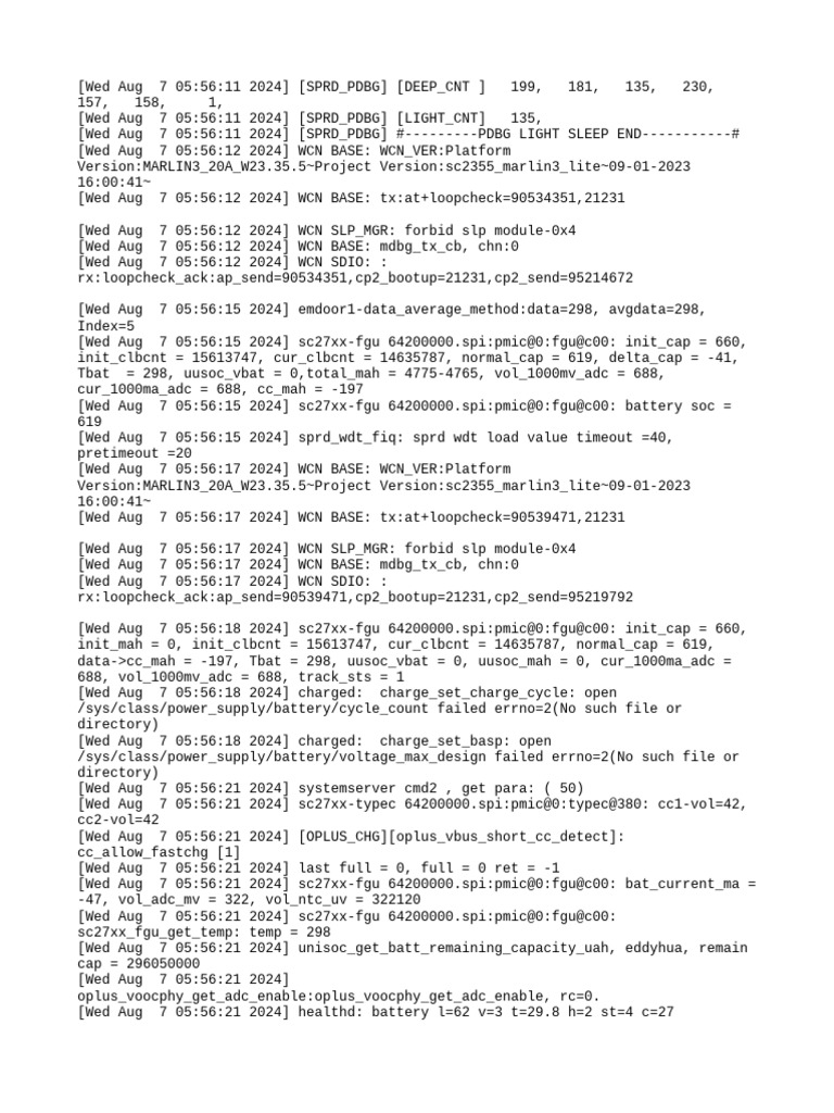 Battery and WCN Log Analysis | PDF