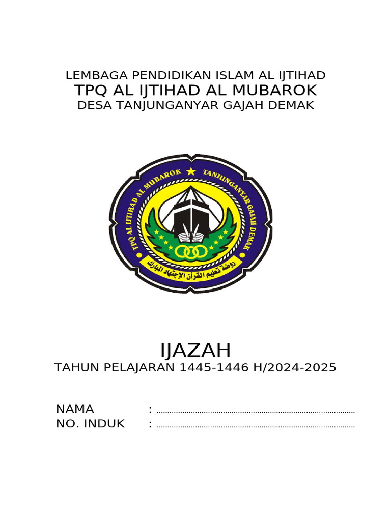 Cover Ijazah TPQ | PDF