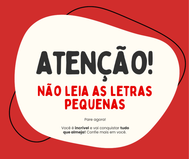 Post para Facebook Atenção Não Leia As Letras Pequenas Moderno Vermelho ...