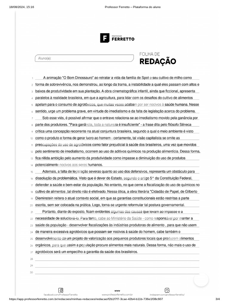 Professor Ferretto - Plataforma Do Aluno | PDF