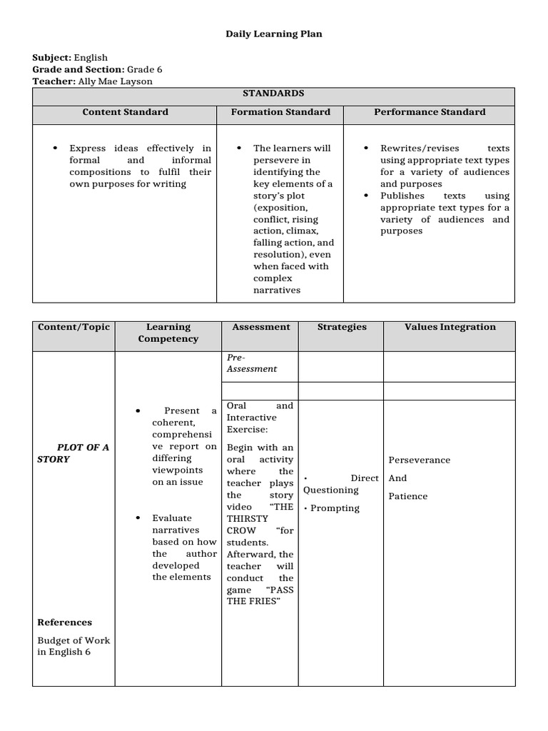 PLOT OF A STORY 1 | PDF | Plot (Narrative) | Behavior Modification