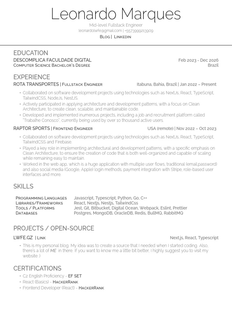 Leonardo Fullstack English | PDF | Software Engineering | Software Development