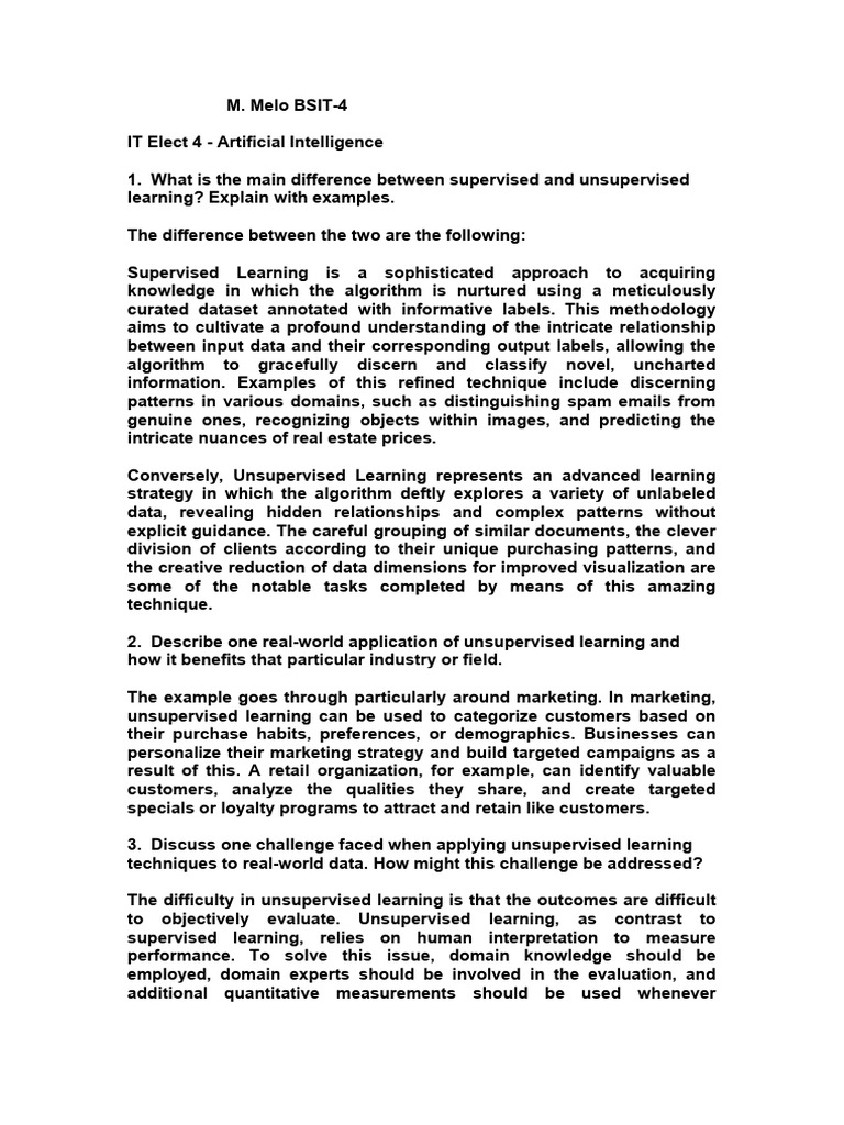 Supervised vs. Unsupervised Learning Explained | PDF | Learning | Data