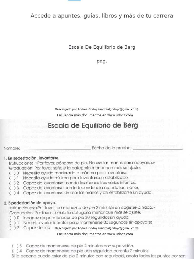 Escala de equilibrio de Berg | PDF