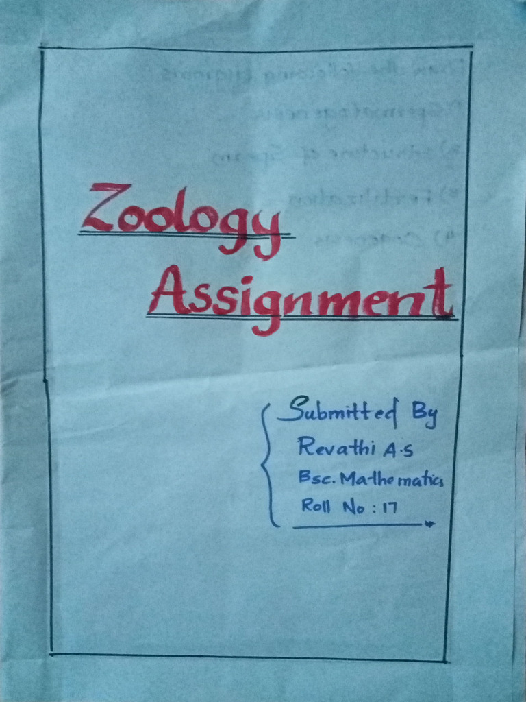 Zoology assignment (Revathi A.S Mathematics) | PDF