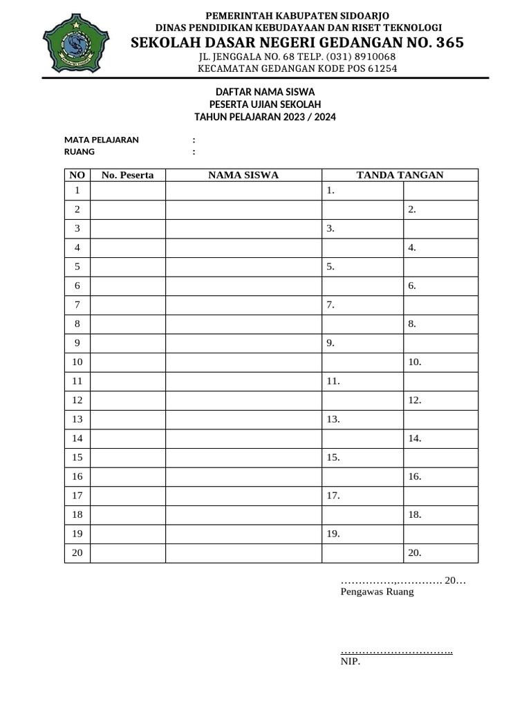 DFTR HADIR Rapat Ortu | PDF