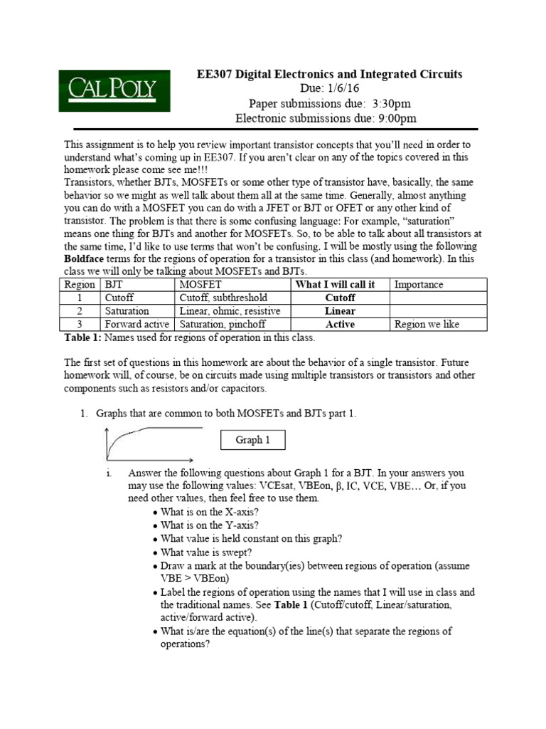 EE307 pg1 | PDF | Bipolar Junction Transistor | Transistor