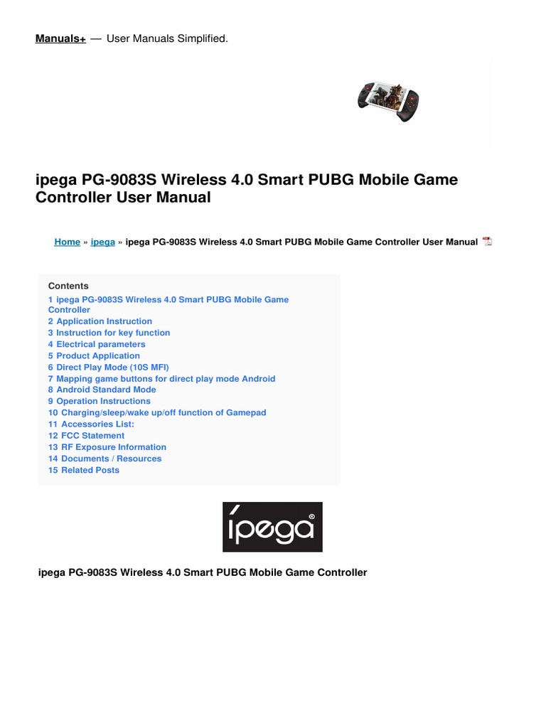 ipega PG-9083S Controller Manual | PDF | Android (Operating System) | Radio