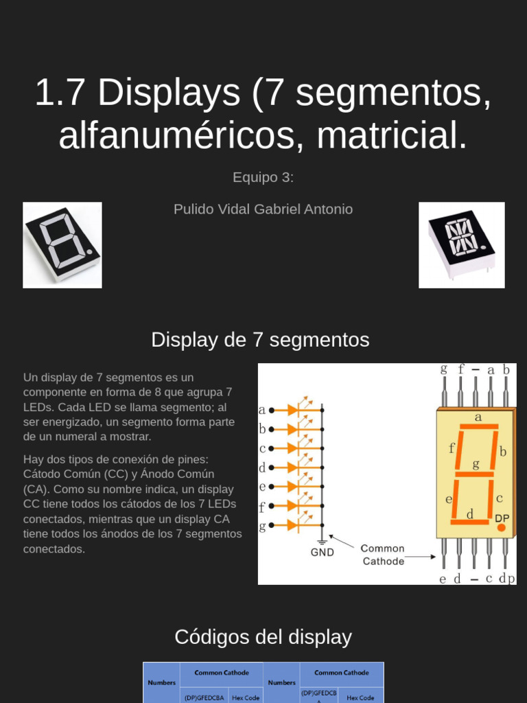 Displays: 7 Segmentos, Alfanuméricos y Matriciales | PDF