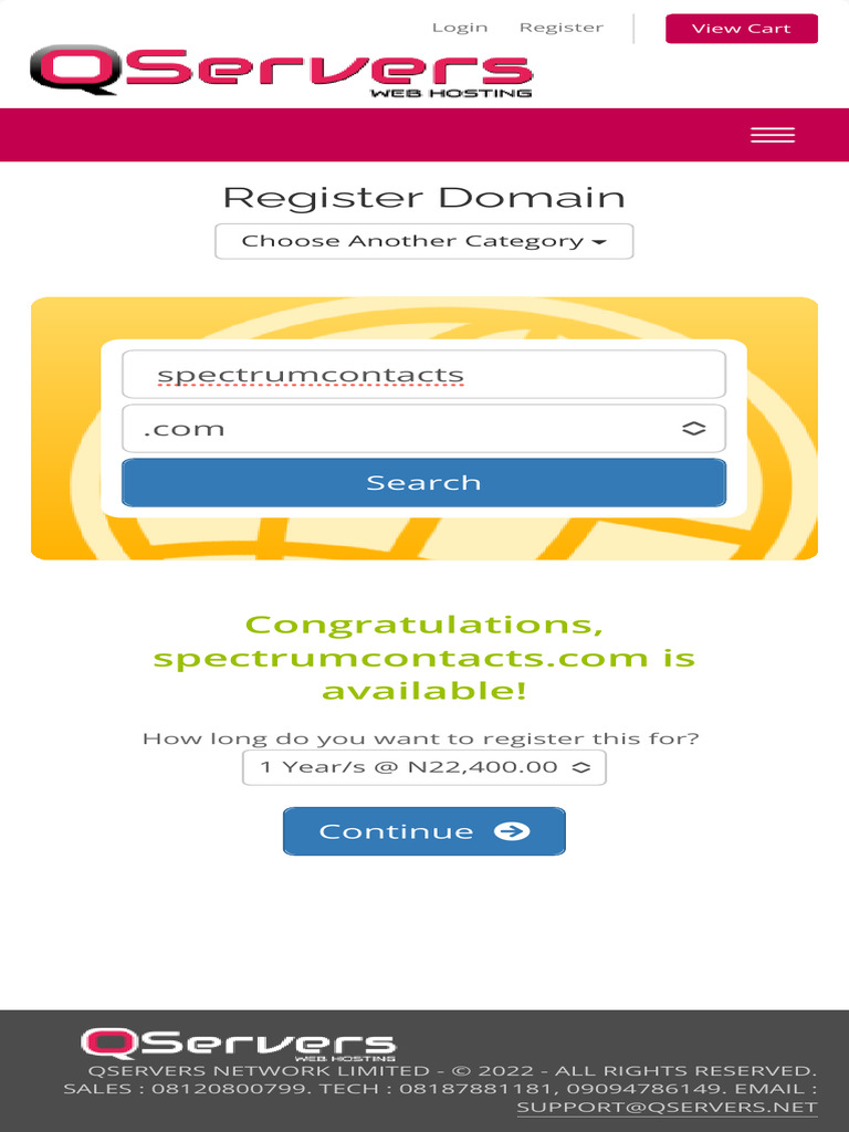 QServers Login and Domain Registration | PDF