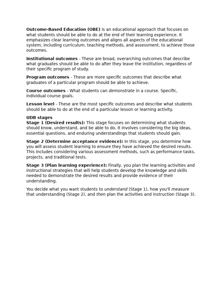Understanding Outcome-Based Education | PDF