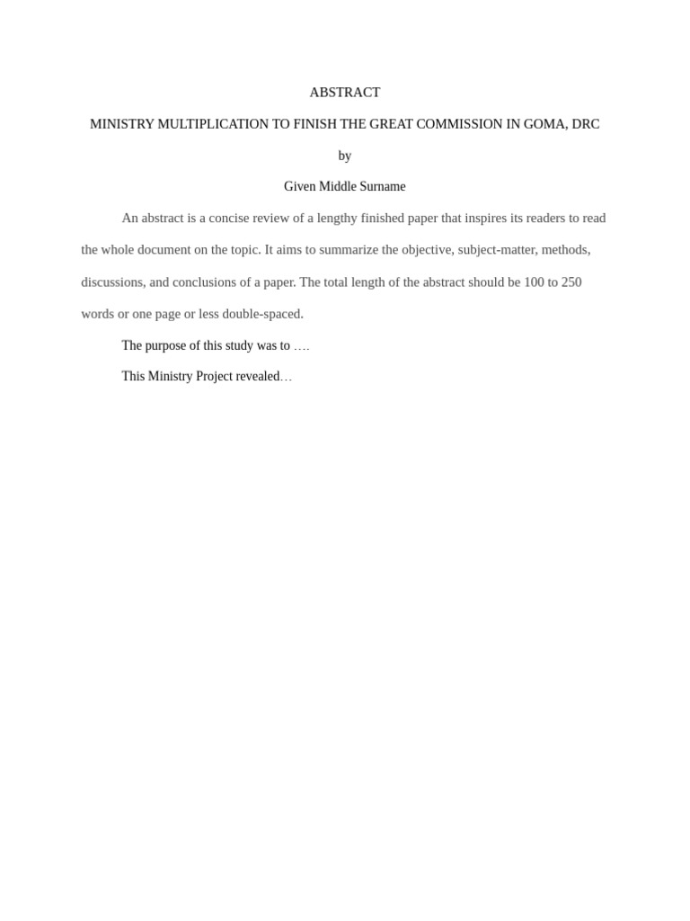 Ministry Project Report Template - DMin.MMin | PDF | Citation | Literacy