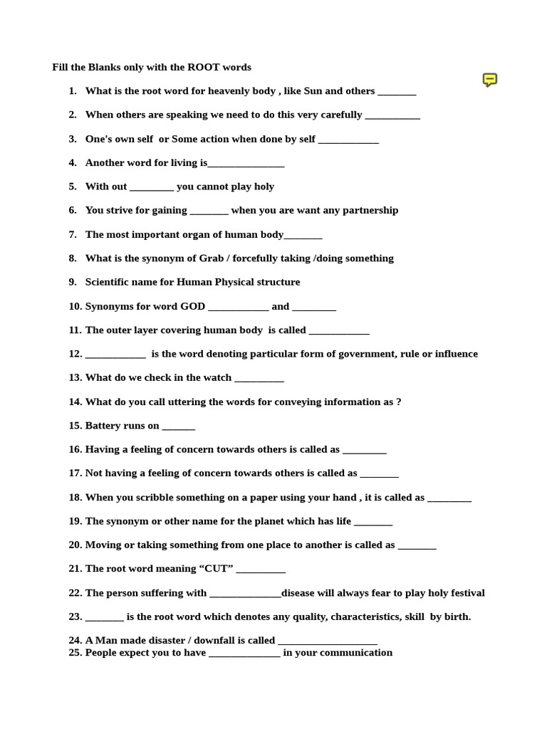 Root Words Quiz | PDF