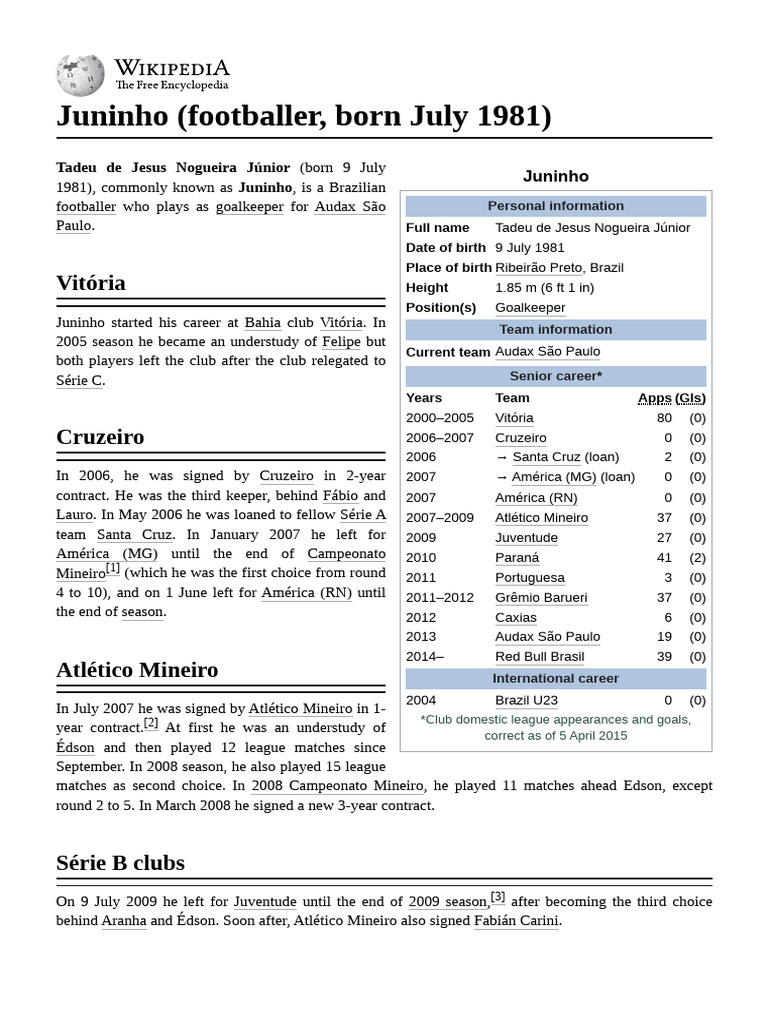 Juninho (Footballer, Born July 1981) | PDF | Association Football Clubs ...