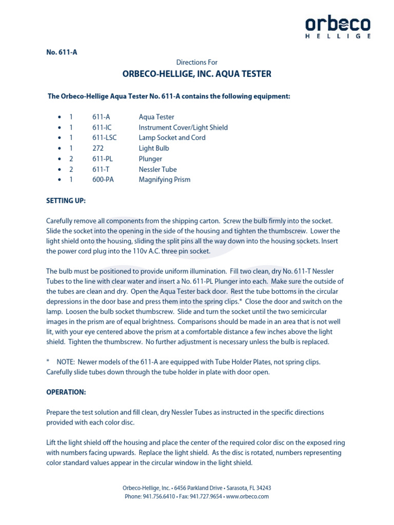 Orbeco-Hellige Aqua Tester Setup Guide | PDF | Electrical Connector ...