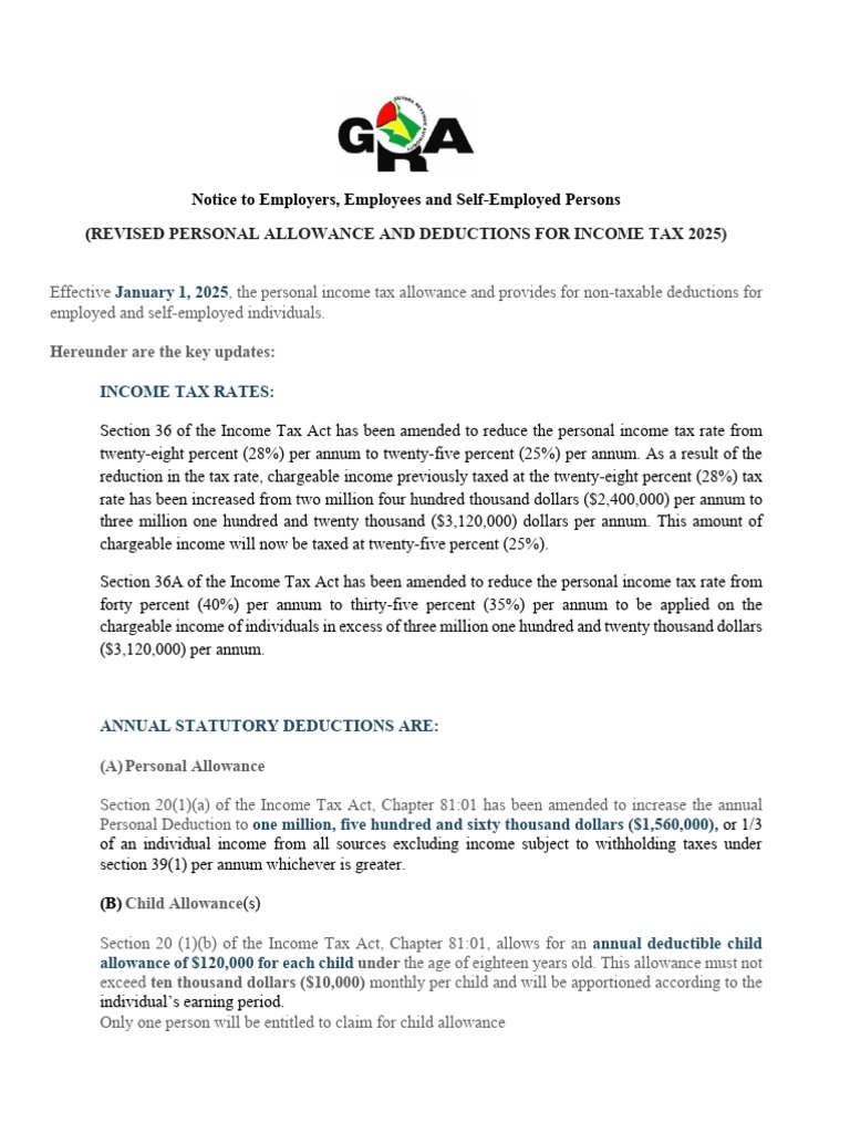 Notice To Employers Income Tax Computation 2025 | PDF | Tax Deduction ...