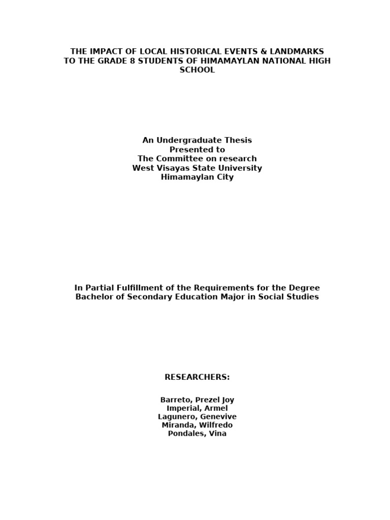 Thesis The Impact of Local Historical Events | PDF