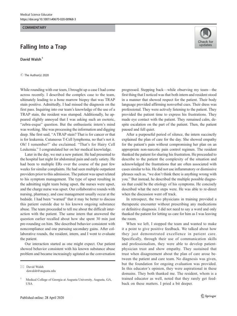 Falling_Into_a_Trap | PDF | Patient | Medicine