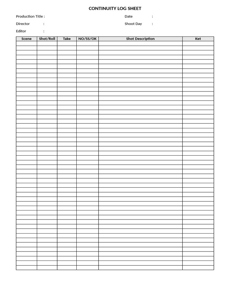 Continuity Log Sheet | PDF