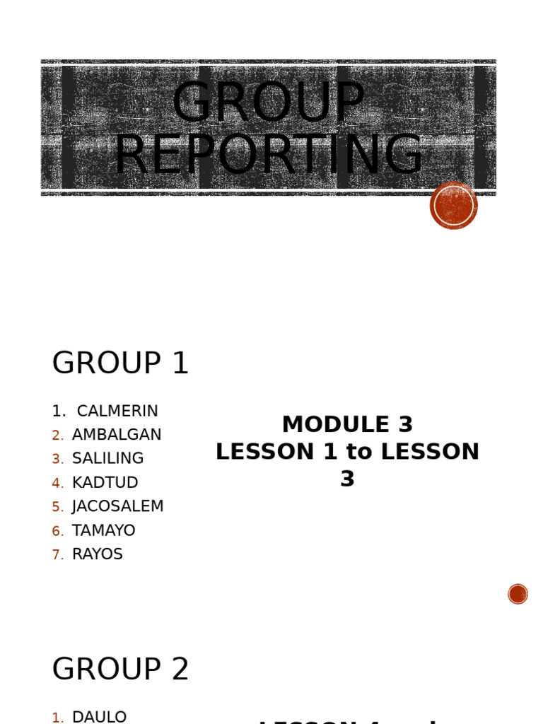 Group Reporting 1 Beed A | PDF