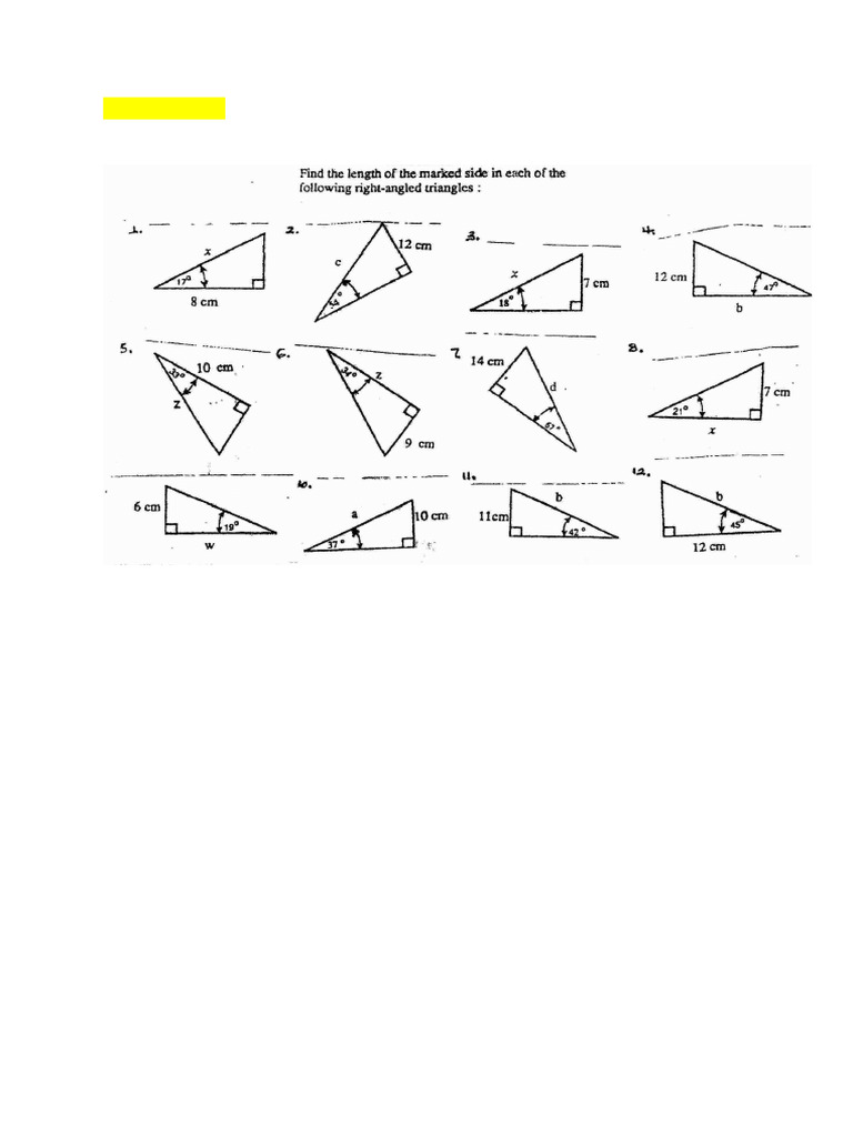Trigonometry Ratio Exercise D | PDF