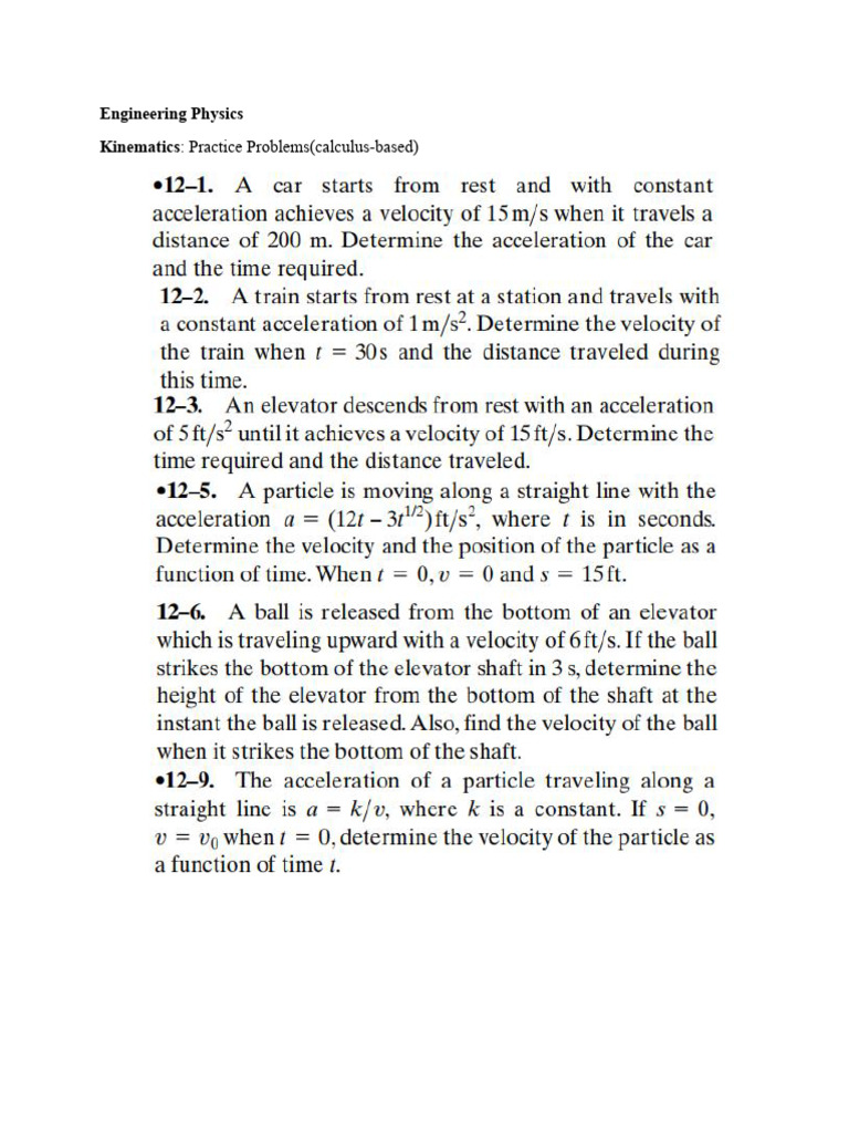 kinematics practice problem(1) | PDF