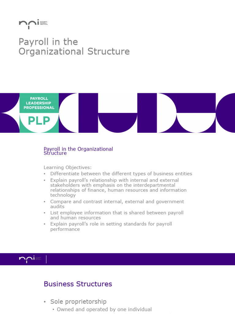 Topic 2 - Payroll in the Organizational Structure | PDF | Corporations ...