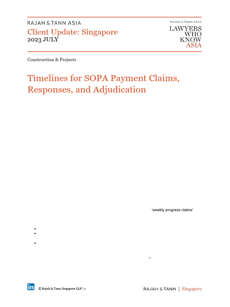 2023-07 Timelines For SOPA Payment Claims | PDF | Adjudication | Justice