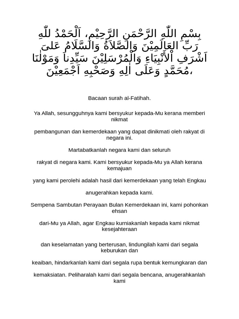 Doa Pembuka Majlis Kemerdekaan | PDF