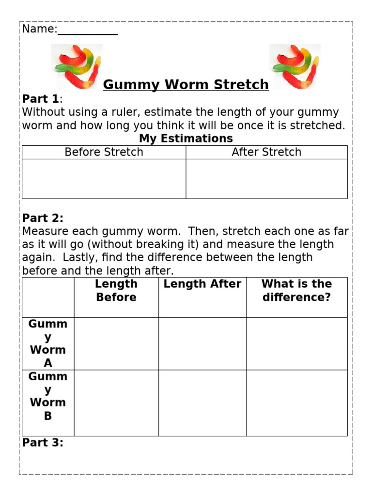 Gummy Worm Stretch Measurement Activity | PDF