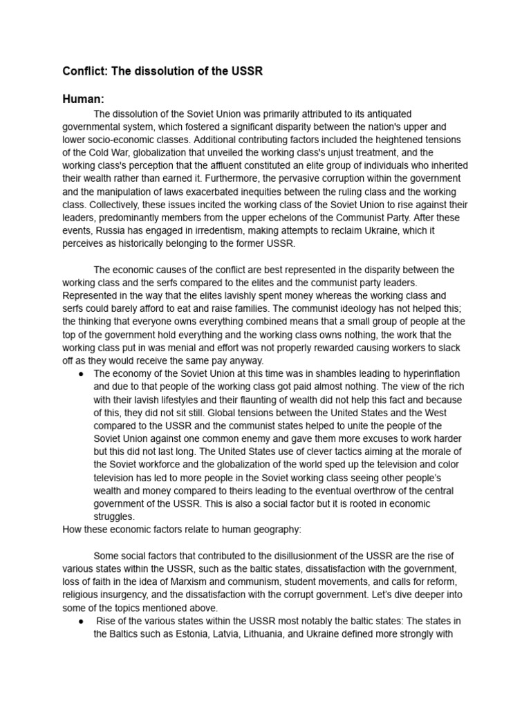 Causes of the USSR Dissolution | PDF | Post Soviet States ...
