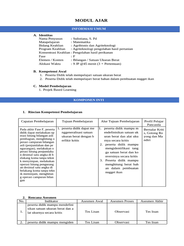 Modul Matematika Satuan Ukuran Berat | PDF