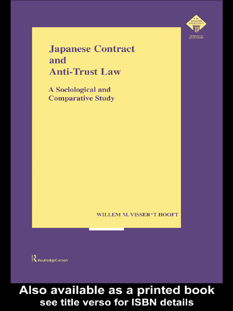 Japanese Contract and Anti Trust Law A Sociological and Comparative ...