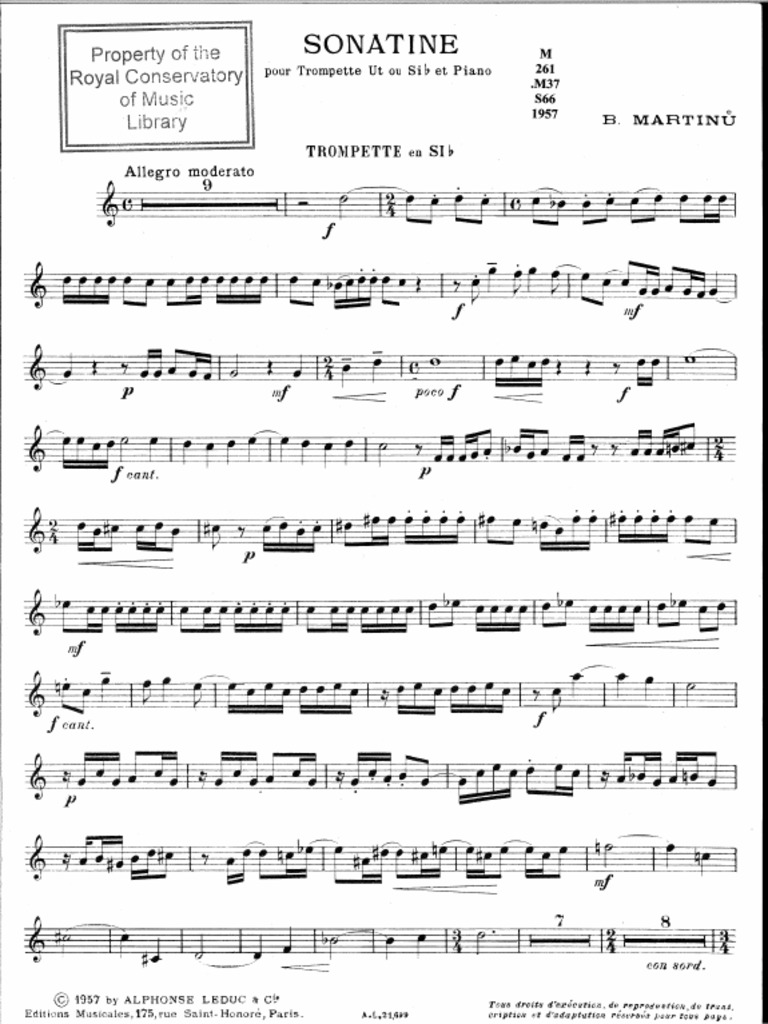 Martinu - Sonatine (BB Trumpet) | PDF