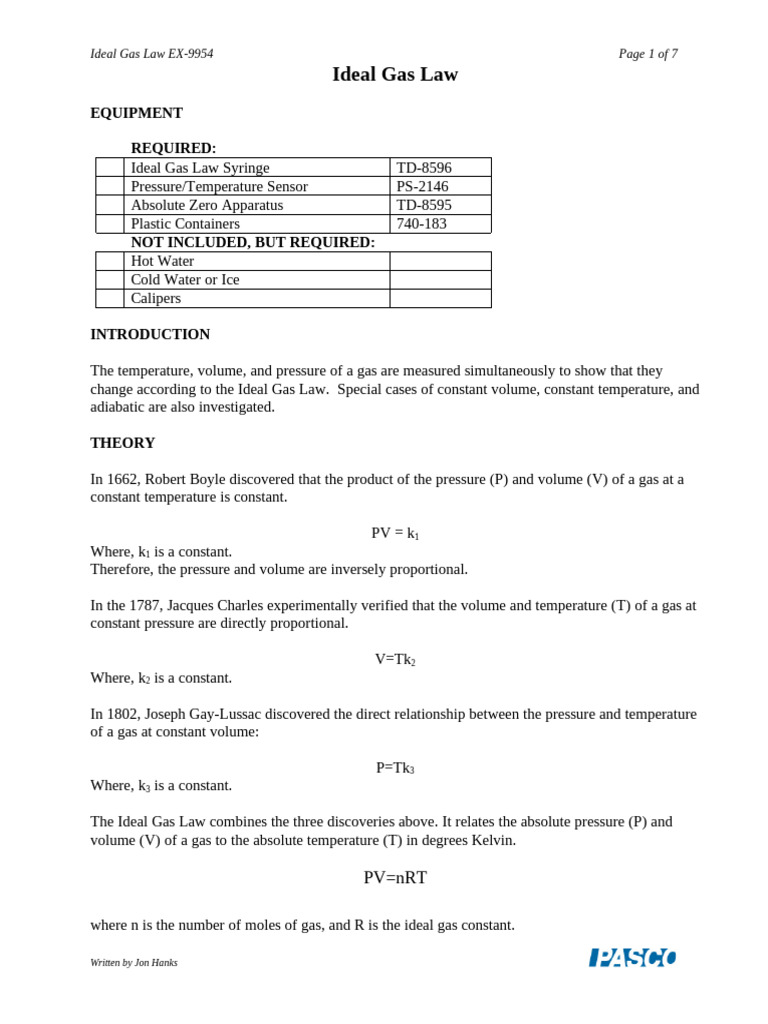 Ideal Gas Law Pp Pdf Gases Temperature