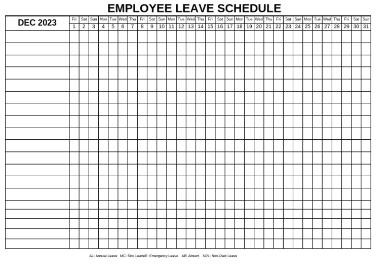 Employee Leave Schedule | PDF