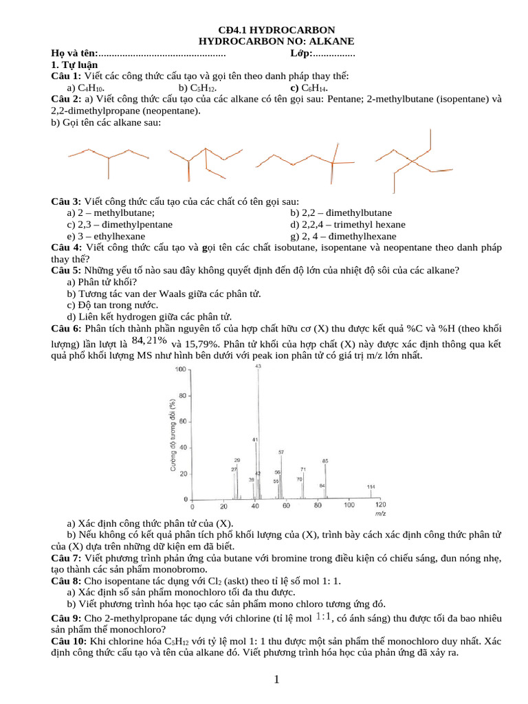 CĐ 4.1. Alkane | PDF