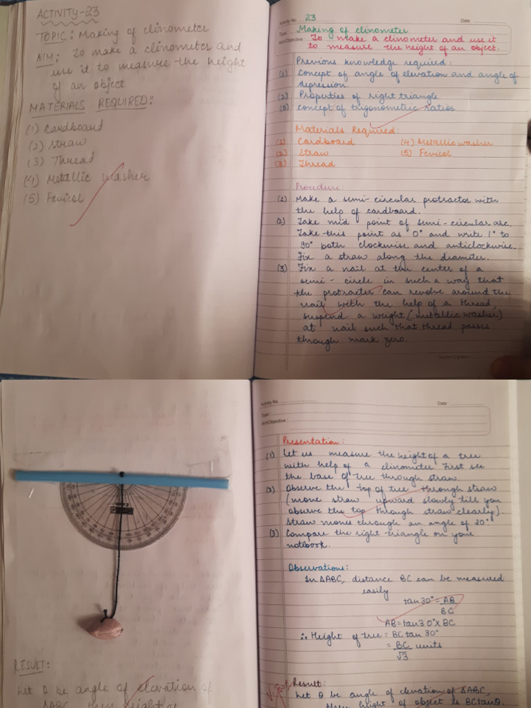 Activity 23 Making of A Clinometer | PDF