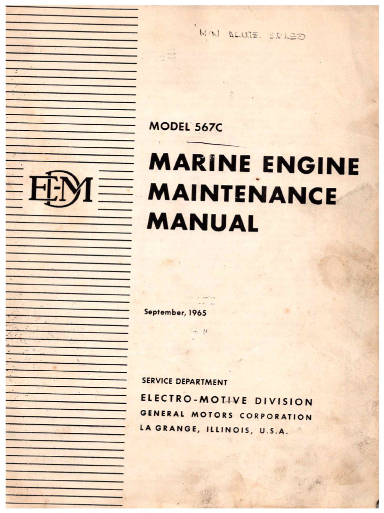 Marine Engine Maintenence Manual Model 567C- Manual de Mantenimiento ...