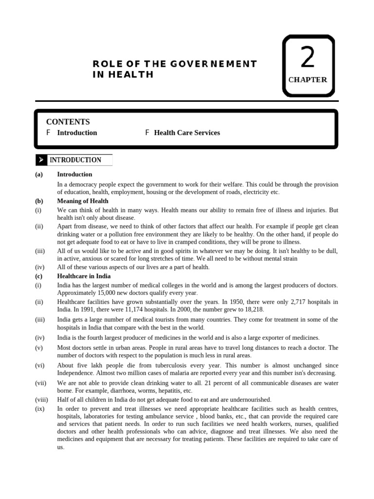 Role of The Governement in Health | PDF | Hospital | Health Care