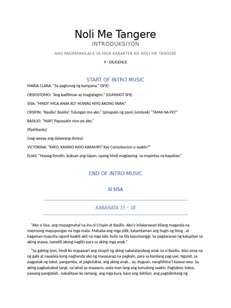 Noli Me Tangere 9 Filipino Script | PDF