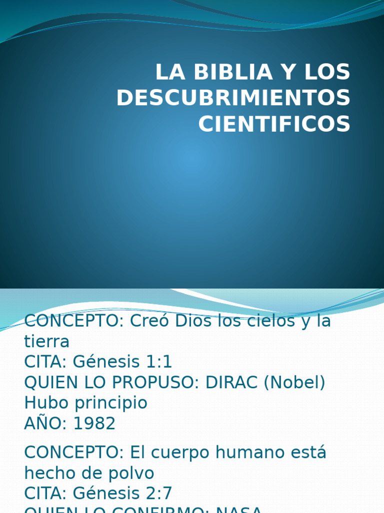 Confirmaciones Científicas de la Biblia | PDF