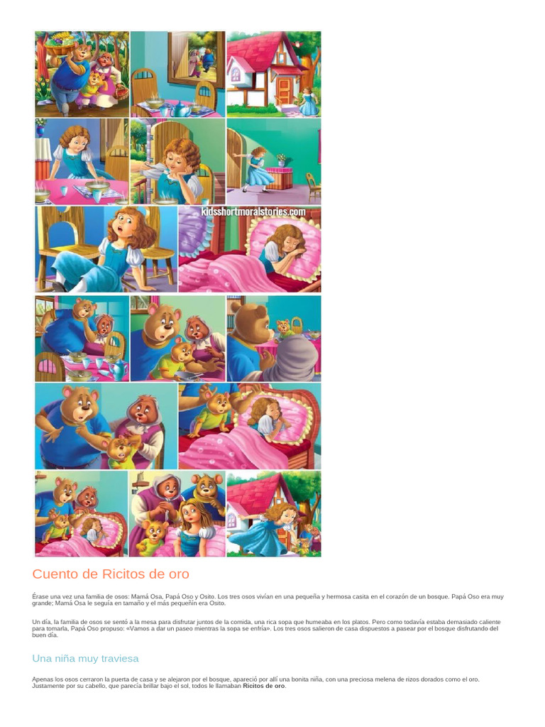 Cuento de Ricitos de oro | PDF | Ricitos de oro y los tres osos